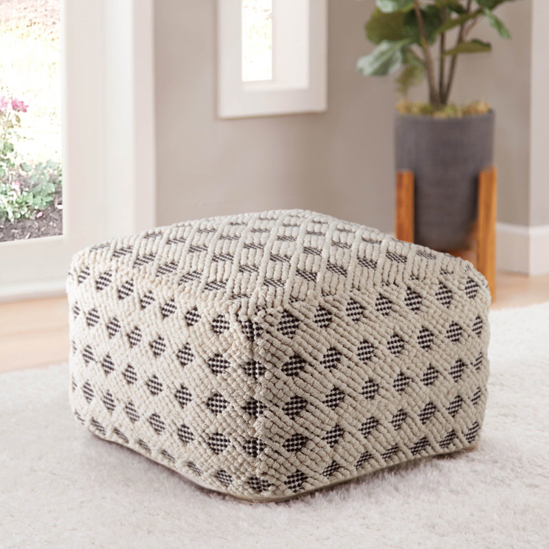 Langley Street® Maisonet 20" Wide Square Geometric Pouf Ottoman | Wayfair